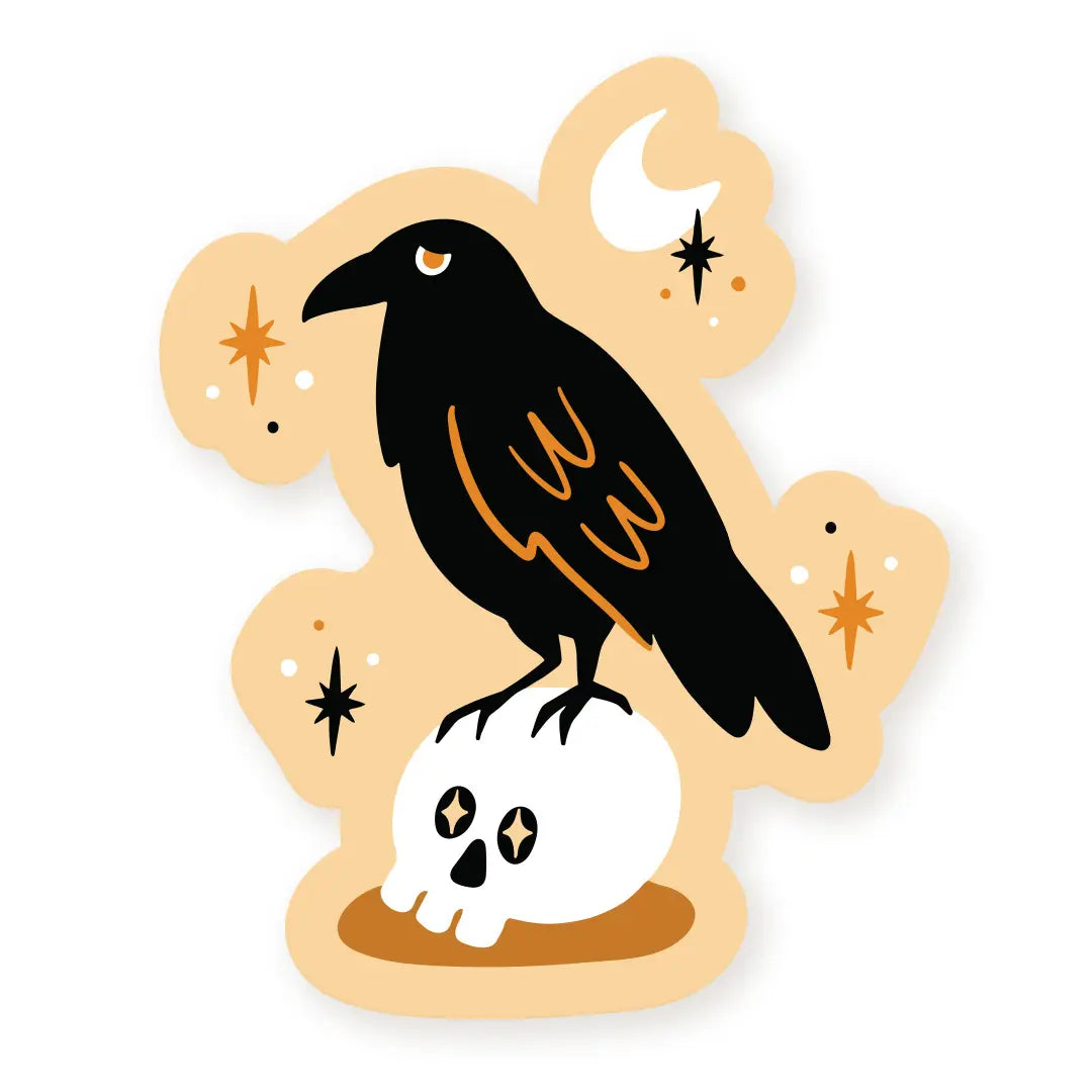 Raven & Skull Sticker - A Fink & Ink – The Starlight Stitchery