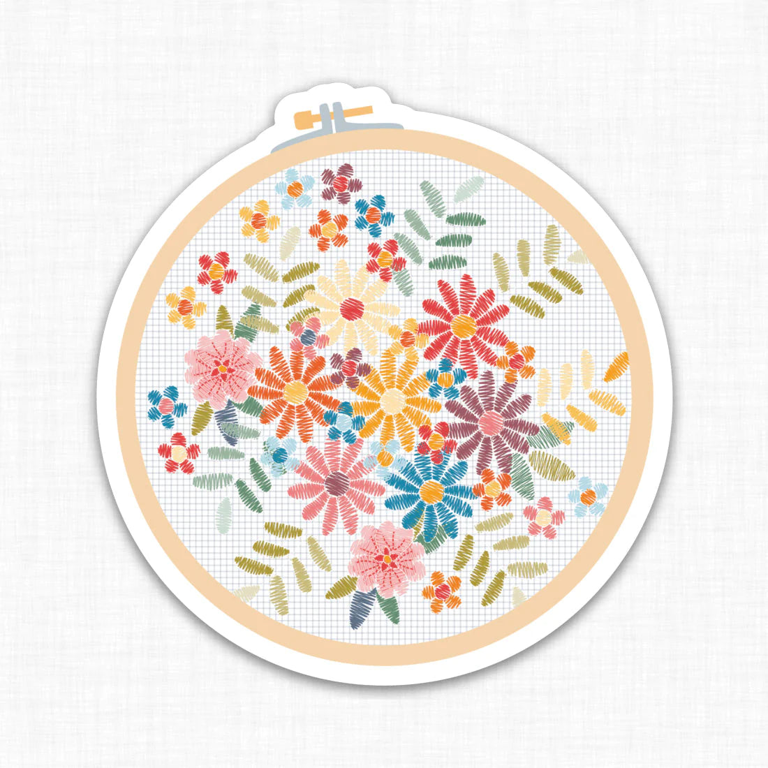 Floral Hoop Sticker - Stitched Modern – The Starlight Stitchery