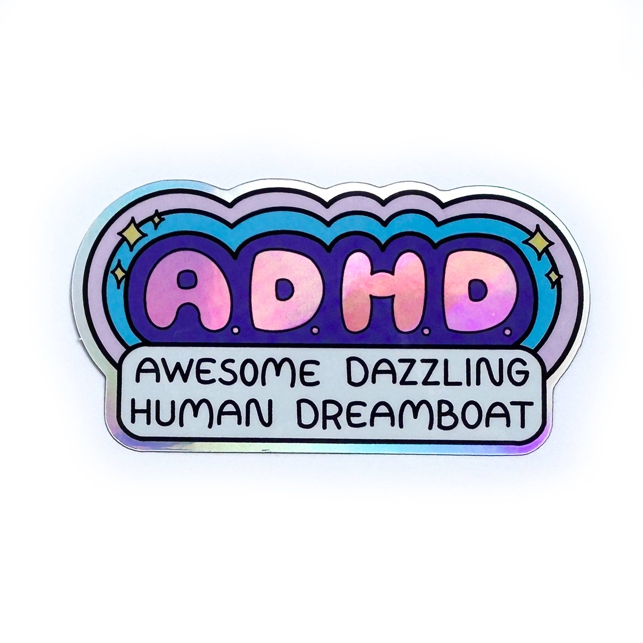ADHD Holographic Sticker - Kitty With A Cupcake – The Starlight Stitchery